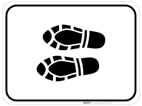 Shoe Print Left Black Rectangle - Floor Sign