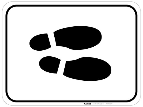 Shoe Print Right Black Rectangle v2 - Floor Sign