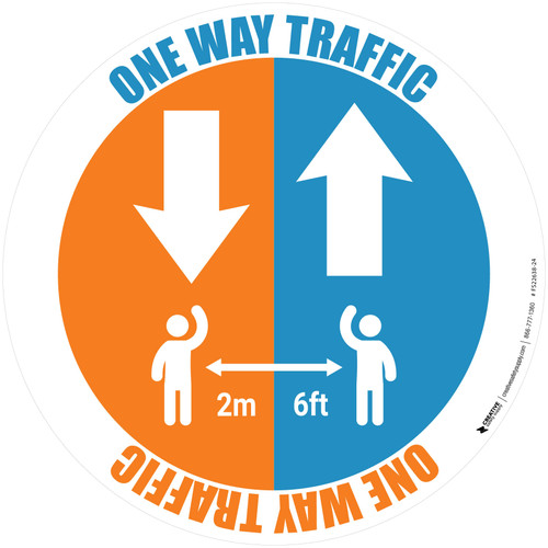One Way Traffic - Arrows with Icon - Floor Sign