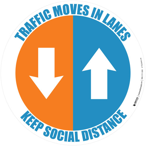 Traffic Moves In Lanes - Keep Social Distance - Floor Sign