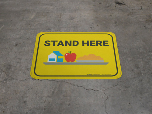 Stand Here Lunch Icon Rectangle - Floor Sign | Creative Safety Supply