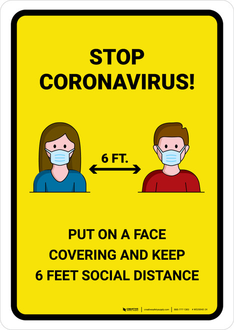 Stop Coronavirus with Icons Yellow Portrait - Wall Sign