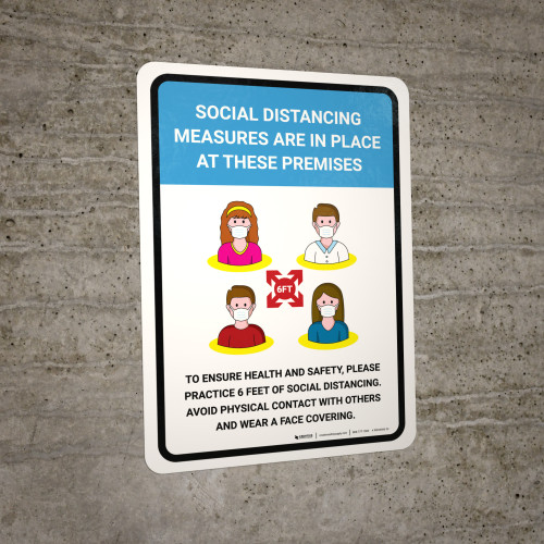 Social Distancing Measures Are In Place At These Premises with Icons ...