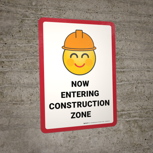 Now Entering Construction Zone with Emoji Portrait - Wall Sign ...