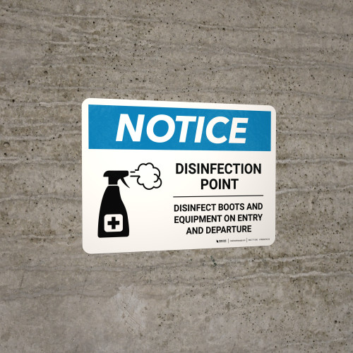 Notice: Disinfection Point with Icon Landscape - Wall Sign | Creative ...