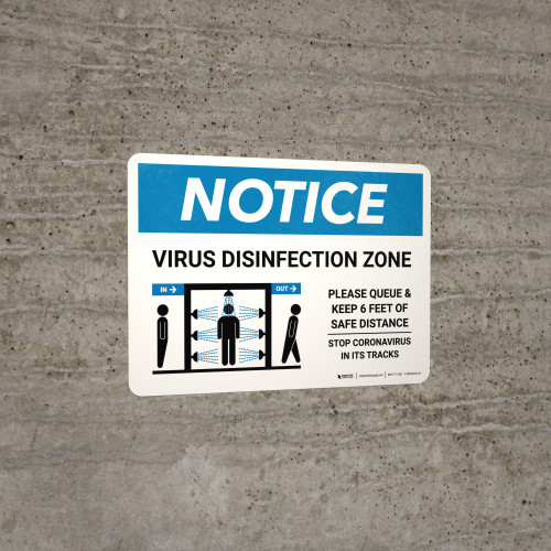 Notice: Virus Disinfection Zone with Icon Landscape - Wall Sign ...
