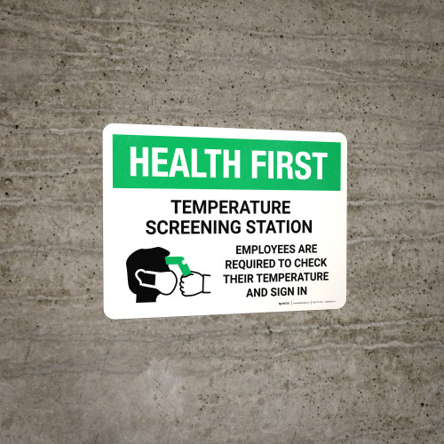 Health First: Temperature Screening Station with Icon Landscape - Wall Sign