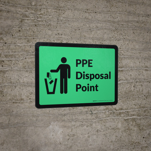 PPE Disposal Point with Icon Green Landscape - Wall Sign | Creative ...