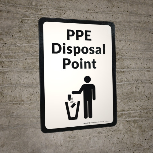 PPE Disposal Point with Icon Portrait - Wall Sign