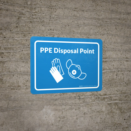 PPE Disposal Point with Icons Blue Landscape - Wall Sign | Creative ...