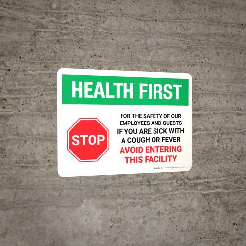 Health First Stop If You Are Sick Avoid Entering with Icon Landscape ...