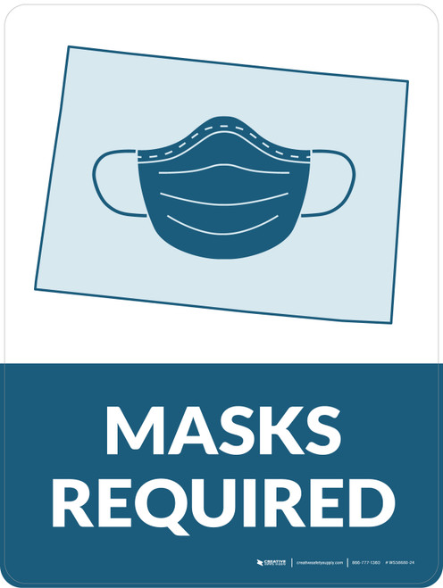 Masks Required - Colorado State Outline Portrait - Wall Sign