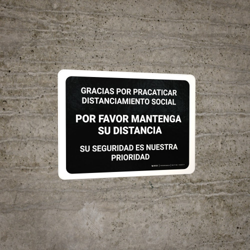 Thank You For Practicing Social Distancing With Us Black Spanish ...