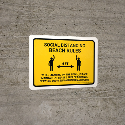 Social Distancing Beach Rules Landscape - Wall Sign | Creative Safety ...