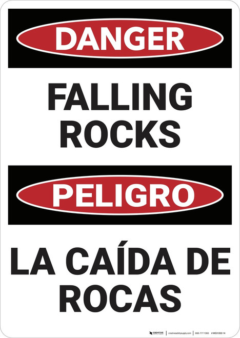Danger: Danger Falling Rocks - Wall Sign | Creative Safety Supply
