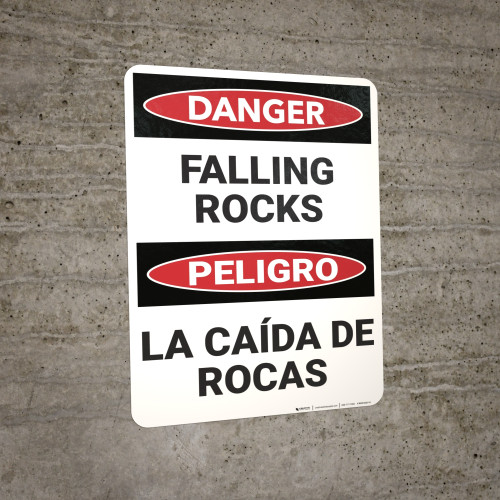 Danger: Danger Falling Rocks - Wall Sign