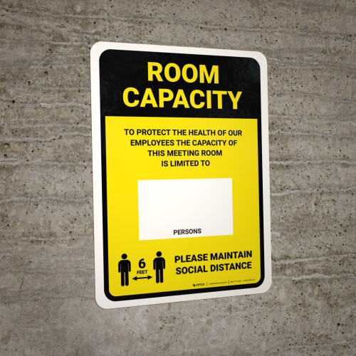 Room Capacity: Maintain Social Distance with Icon Yellow Portrait ...