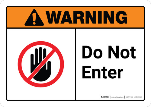 Warning: Do Not Enter with Icon ANSI Landscape - Wall Sign
