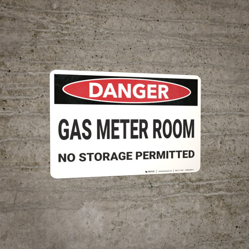 Danger: Gas Meter Room - Wall Sign