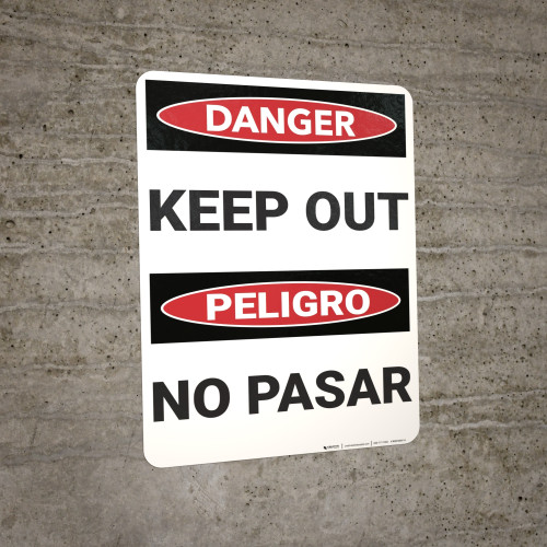 Danger: Keep Out Bilingual Spanish - Wall Sign