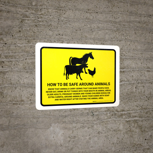 How To Be Safe Around Animals Yellow Landscape - Wall Sign | Creative ...