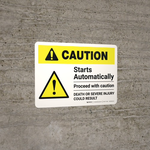 Caution: Starts Automatically - Proceed with Caution Landscape - Wall ...