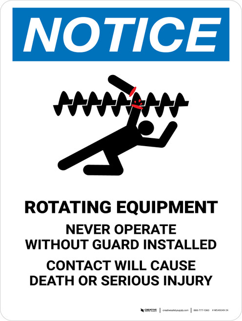 Notice: Rotating Equipment Portrait - Wall Sign