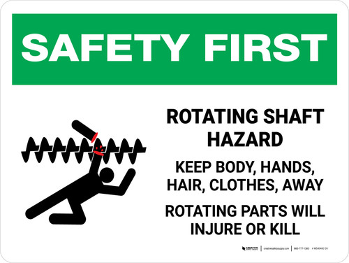 Safety First: Rotating Shaft Hazard Keep Body Landscape - Wall Sign