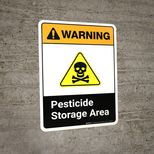 Warning: Pesticide Storage Area ANSI Portrait - Wall Sign | Creative ...