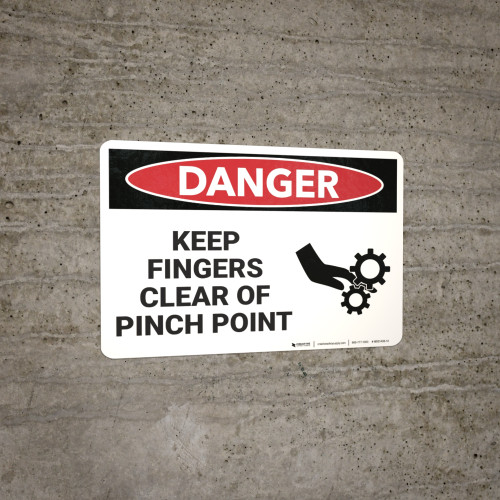 Danger: Keep Finger Clear Pinch Point - Wall Sign | Creative Safety Supply