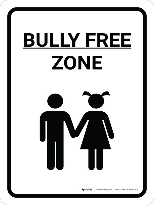 Bully Free Zone Portrait With Icon - Wall Sign