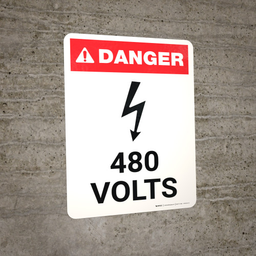 Danger: 480 Volts Portrait with Icon - Wall Sign | Creative Safety Supply