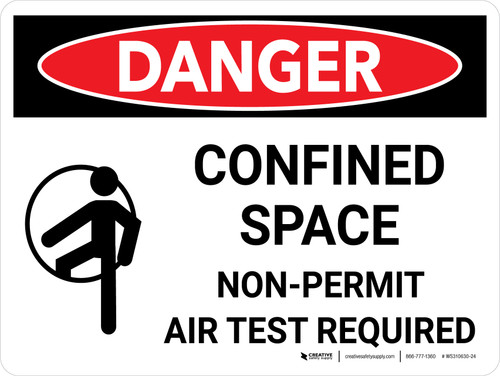 Danger: Confined Space Non Permit Air Test Required Landscape with Icon ...