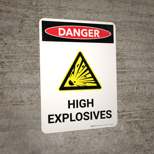 Danger: High Explosives Portrait with Icon - Wall Sign | Creative ...
