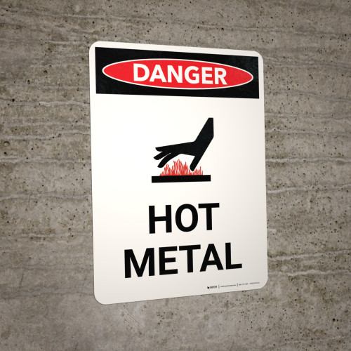 Danger: Hot Metal Portrait with Icon - Wall Sign