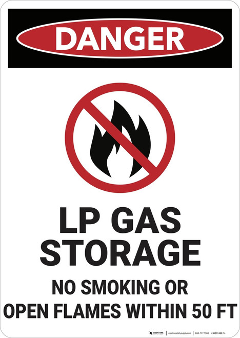 Danger: LP Gas Storage No Smoking - Wall Sign