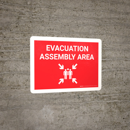 Evacuation Assembly Area Landscape with Graphic - Wall Sign