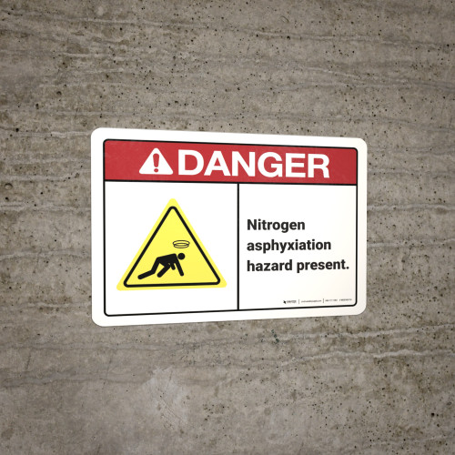 Danger: Nitrogen Asphyxiation Hazard ANSI - Wall Sign | Creative Safety ...