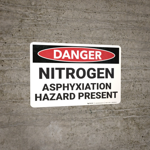 Danger: Nitrogen Asphyxiation Hazard Present - Wall Sign