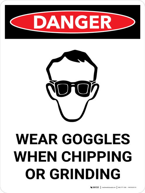 Danger: PPE Wear Goggles When Chipping and Grinding Portrait with ...