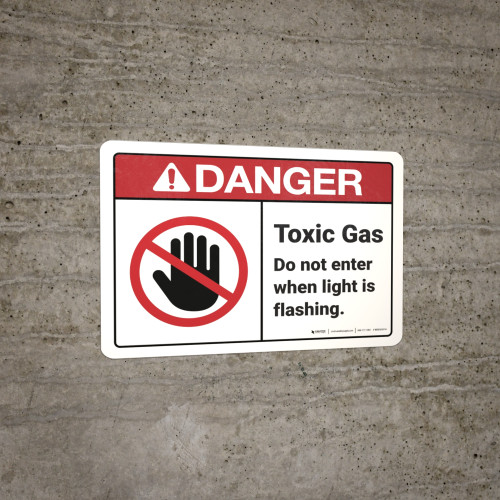 Danger: Toxic Gas Do Not Enter When Light Flashes - Wall Sign ...