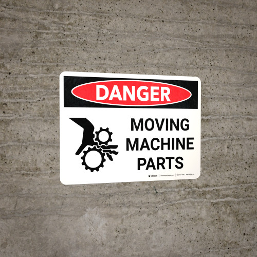 Danger: Moving Machine Parts Landscape with Graphic - Wall Sign