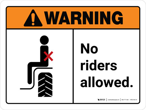 Warning: No Riders Allowed ANSI Landscape - Wall Sign