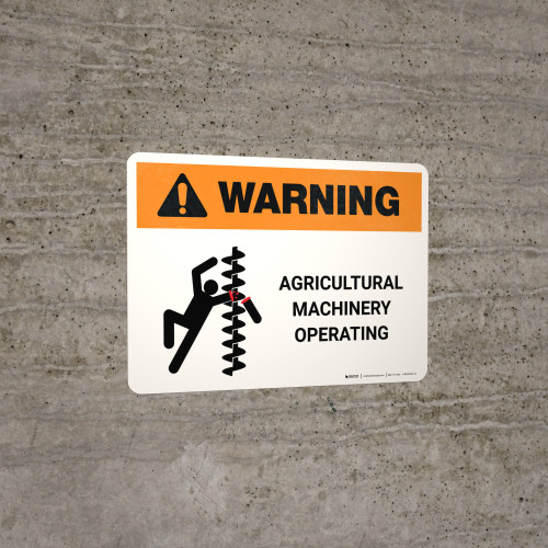 Warning: Agricultural Machinery Operating Landscape - Wall Sign ...