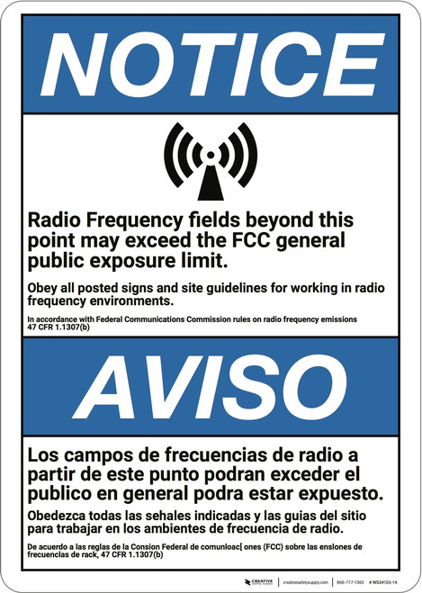 Notice: Bilingual Spanish Radio Frequency Ansi - Wall Sign