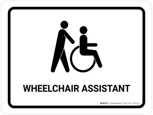 Wheelchair Assistant White Landscape - Wall Sign