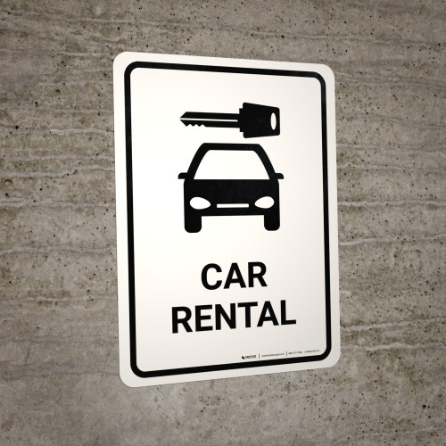 Car Rental White Portrait - Wall Sign