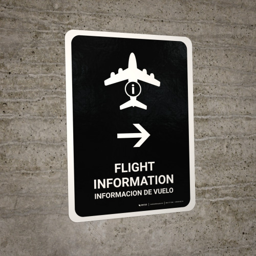 Flight Information With Right Arrow White Bilingual Portrait - Wall ...