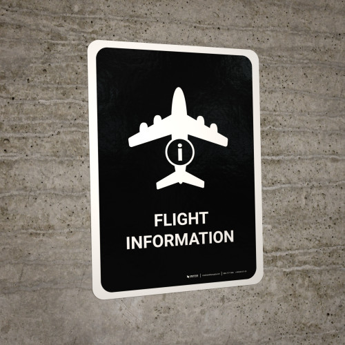 Flight Information With Down Arrow Black Portrait - Wall Sign ...