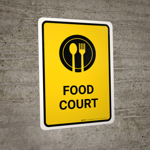 Food Court Yellow Portrait - Wall Sign